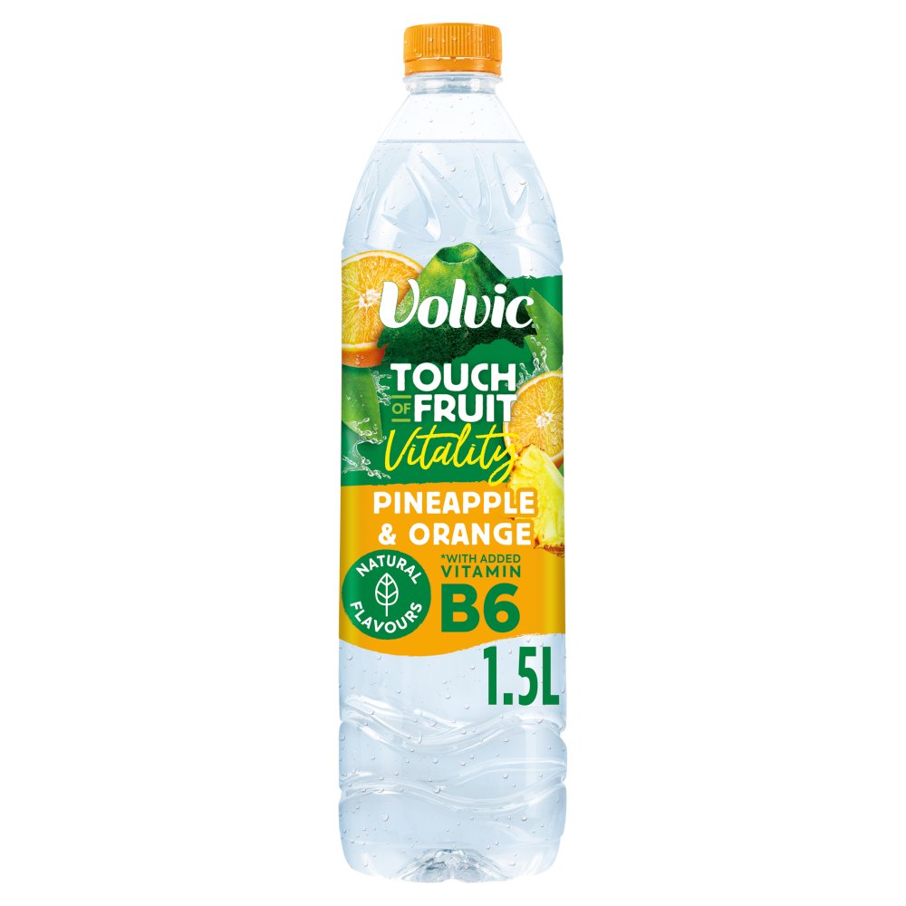 Volvic Touch of Fruit Low Sugar Pineapple & Orange Vitality Natural Fl ...